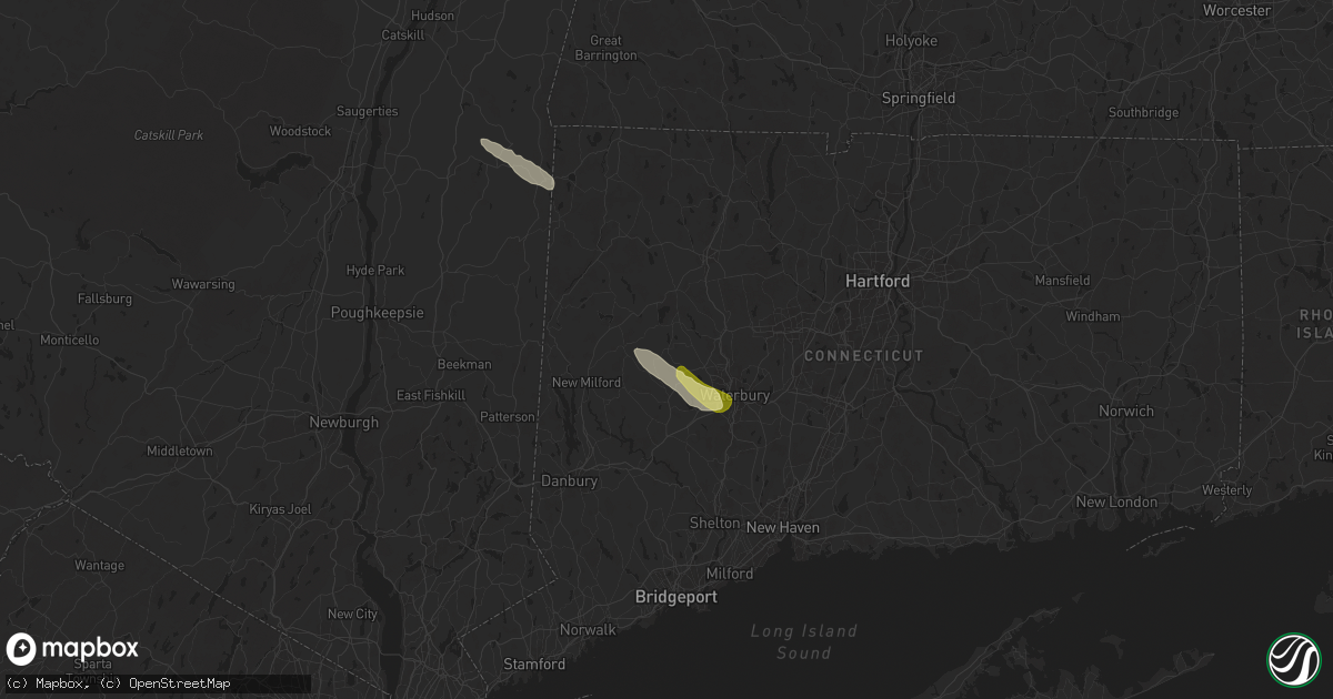 Hail Map in Bethlehem, CT on July 25, 2025 - HailTrace